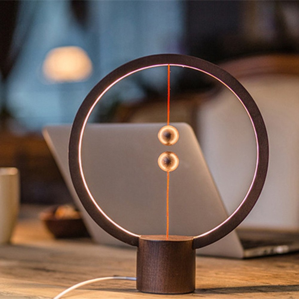Wooden Creative Magnetic Switch Balance USB Light Lamp
